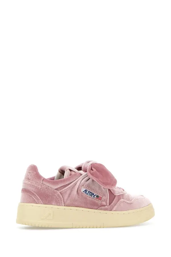 AUTRY Velvet Bow Detail Lace-up Sneakers - Pink