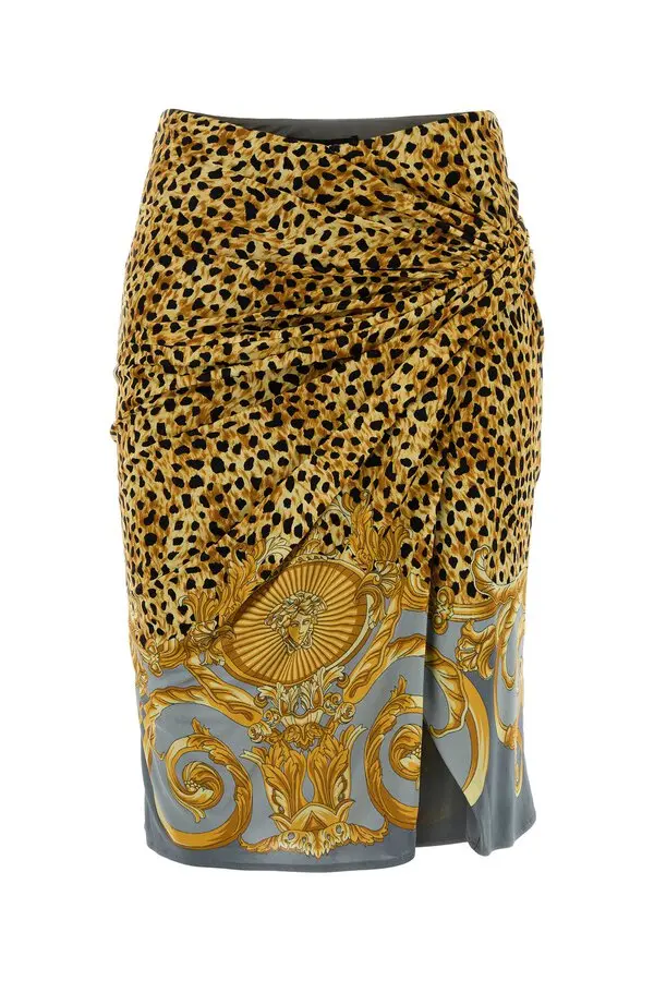 Versace Printed Jersey Skirt - White
