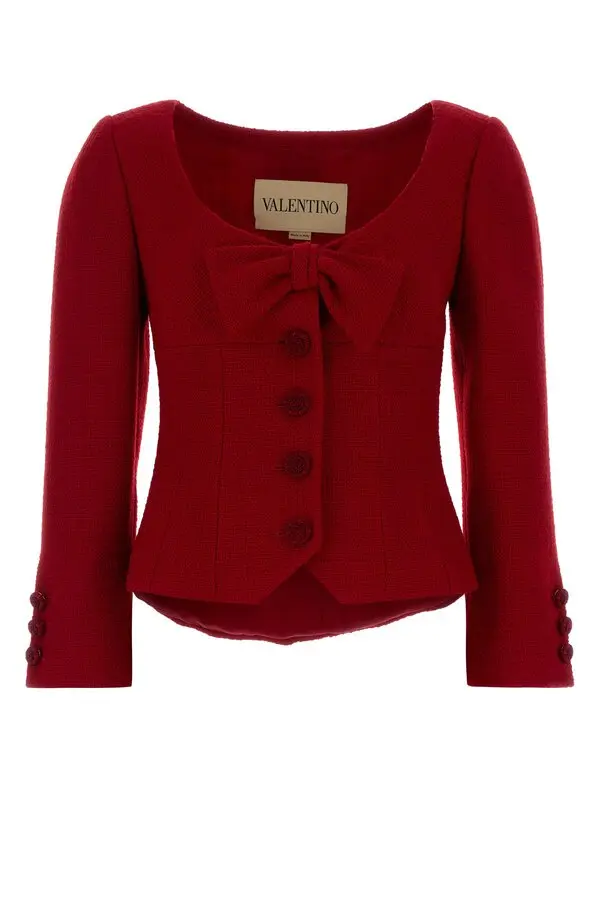 Valentino Garavani Boucle Blazer With Decorative Bow