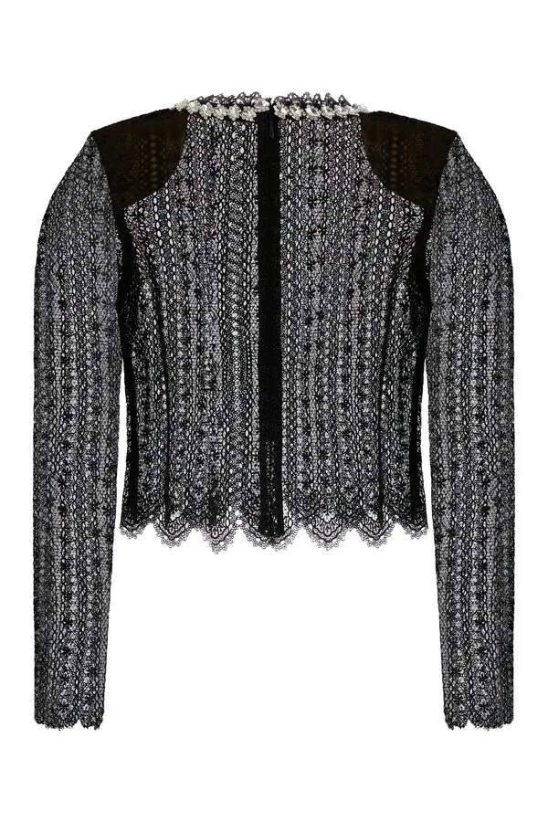 SELF-PORTRAIT Lace Top With Jewel Embellishment