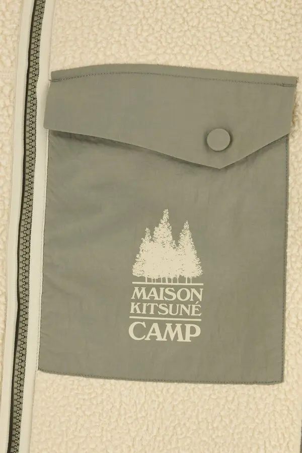 Maison Kitsuné Ivory Pile Zip Up Jacket