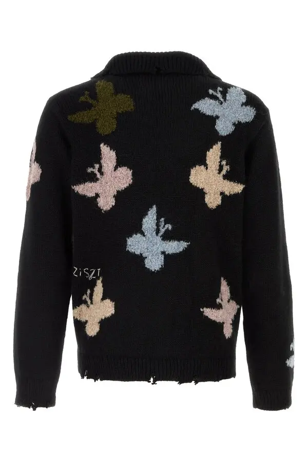 BAZISZT Alpaca Blend Floral Embroidered Sweater