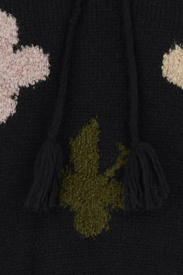 BAZISZT Alpaca Blend Floral Embroidered Sweater