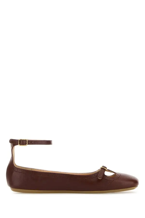 Chloé Leather Misty Ballerinas With Cut-out Detailing - Brown