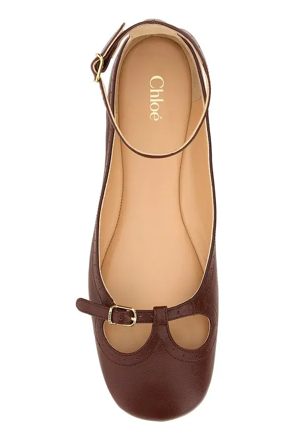 Chloé Leather Misty Ballerinas With Cut-out Detailing - Brown