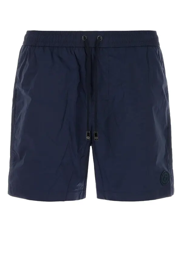 Giorgio Armani Navy Stretch Nylon Swimming Shorts - Blue