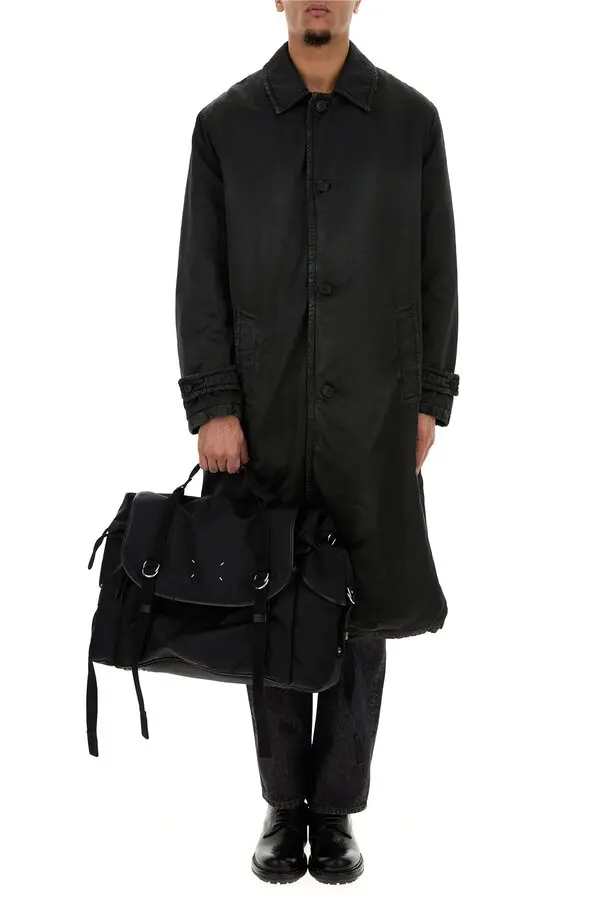 MAISON MARGIELA Cotton Blend Overcoat - Black