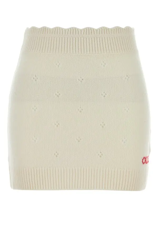 Chloé Wool Blend Mini Skirt With Embroidered Logo