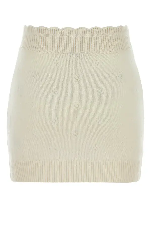 Chloé Wool Blend Mini Skirt With Embroidered Logo