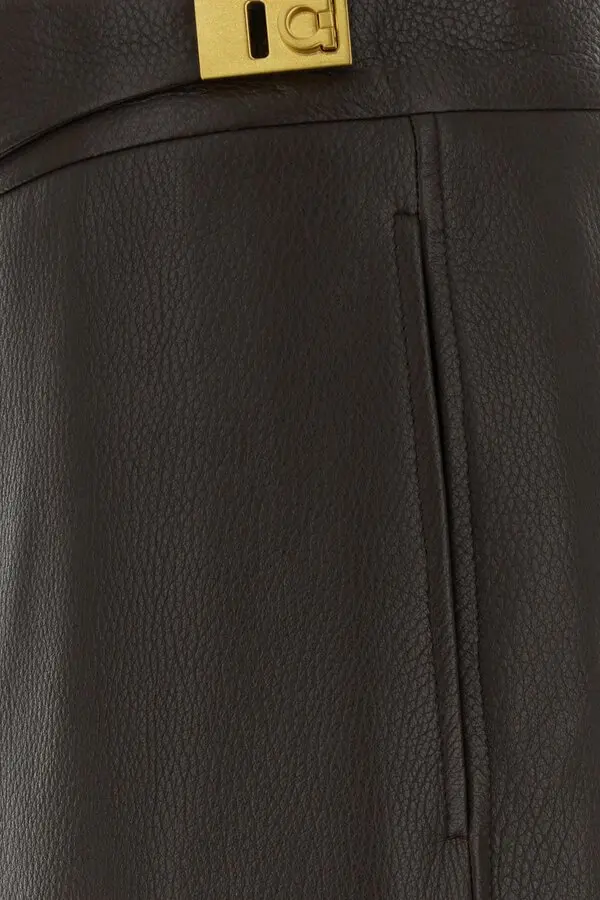 FERRAGAMO Leather Skirt With Gancini Buckle