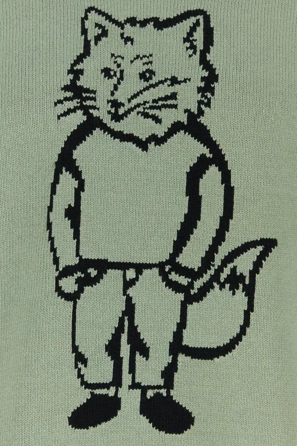 Maison Kitsuné Cotton Blend Sweater With Fox Embroidery