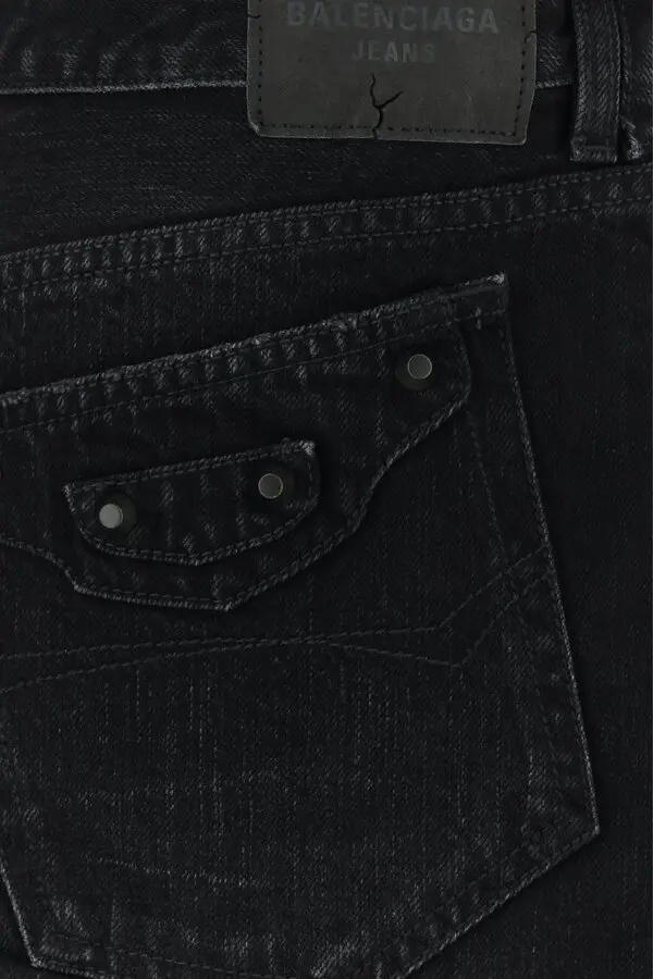 Balenciaga Embellished Denim Mini Skirt - Black