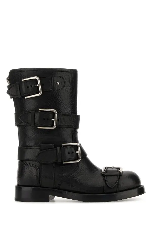 Dolce & Gabbana Leather Boots With Adjustable Straps