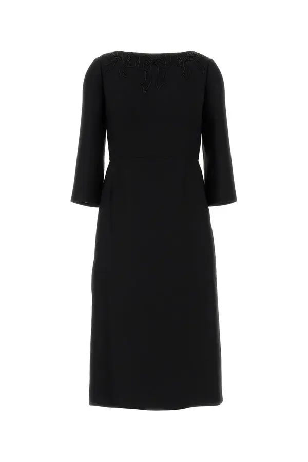 Valentino Garavani Wool Blend Dress With Bead Embellishments