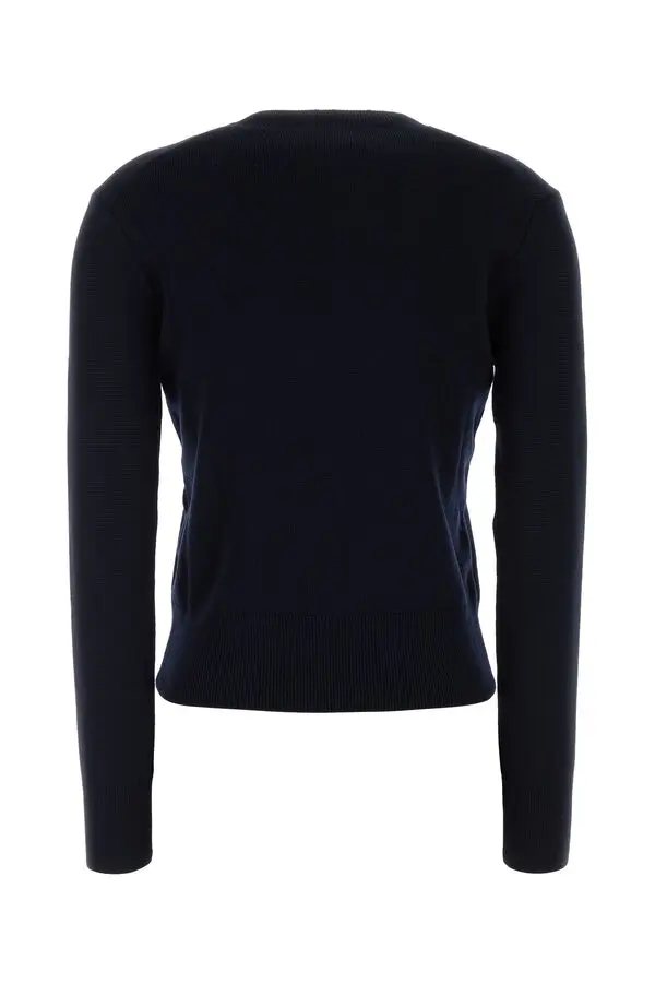 Ami Midnight Wool Sweater With De Coeur Embroidery