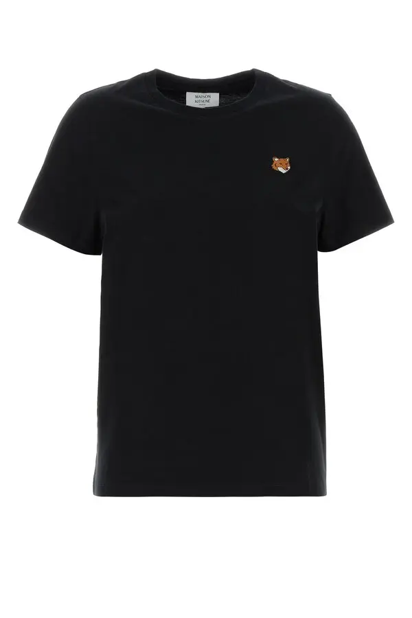 Maison Kitsuné Cotton T-shirt With Fox Head Patch - Black