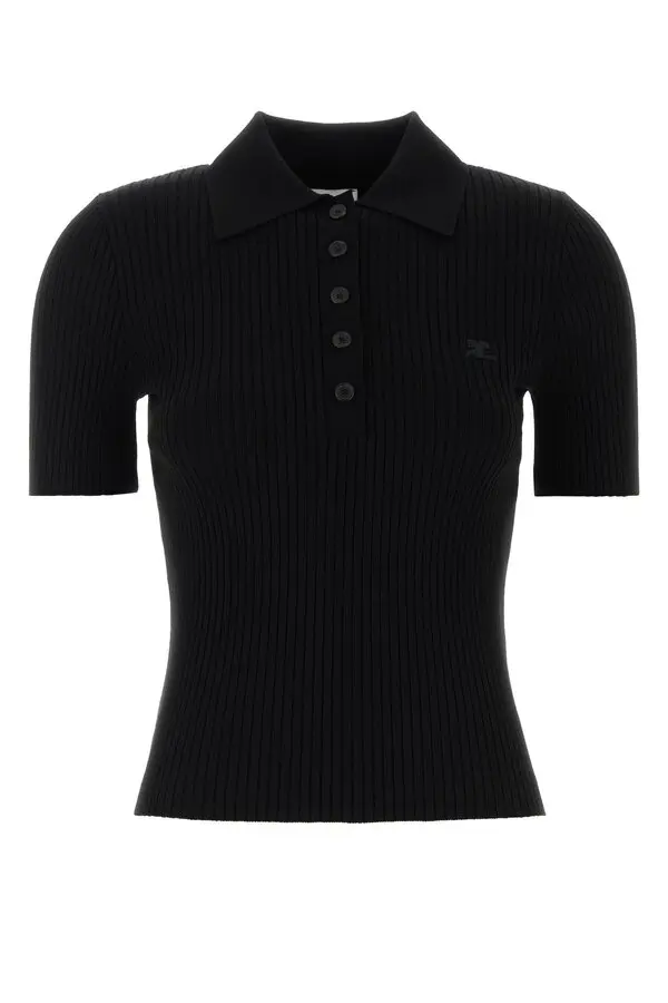 COURREGES Viscose Blend Polo Shirt With Logo Patch