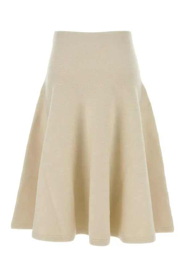 Alaïa Ivory Stretch Cashmere Blend Flared Skirt