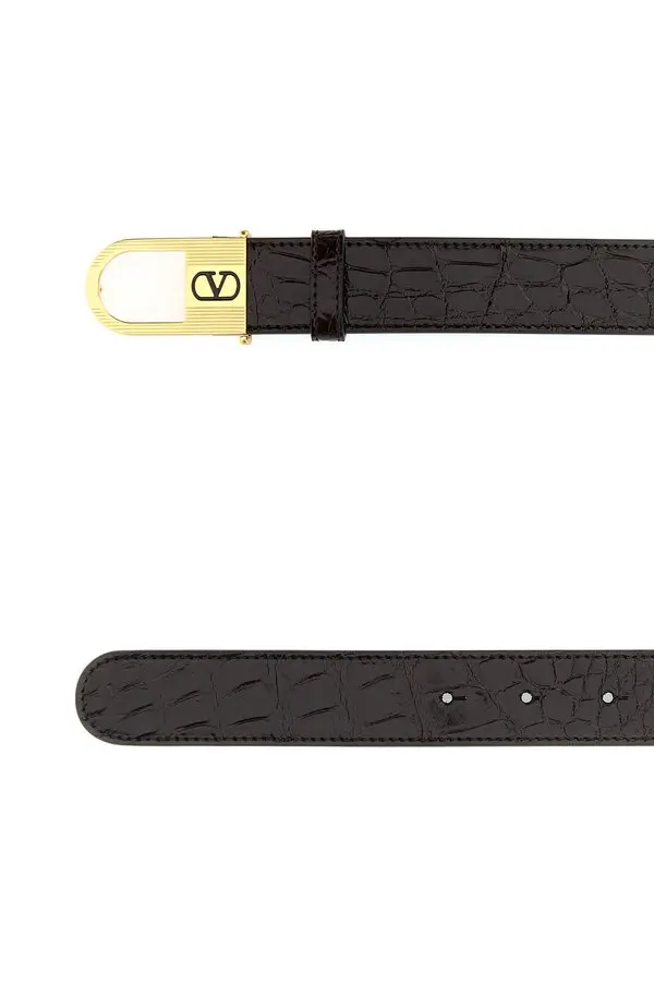 Valentino Garavani Alligator Leather Belt With Vlogo Buckle