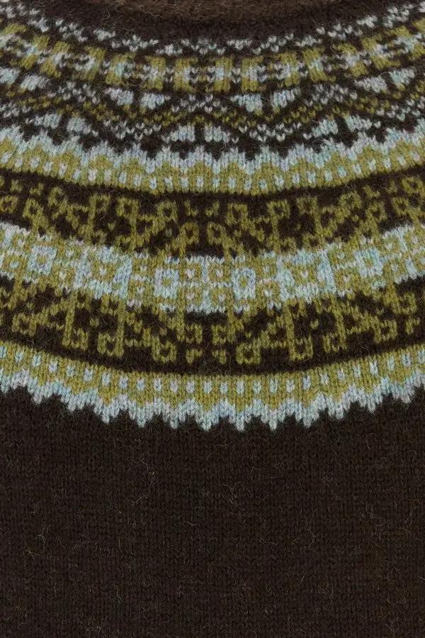 Harley Of Scotland Wool Sweater With Patterned Yoke