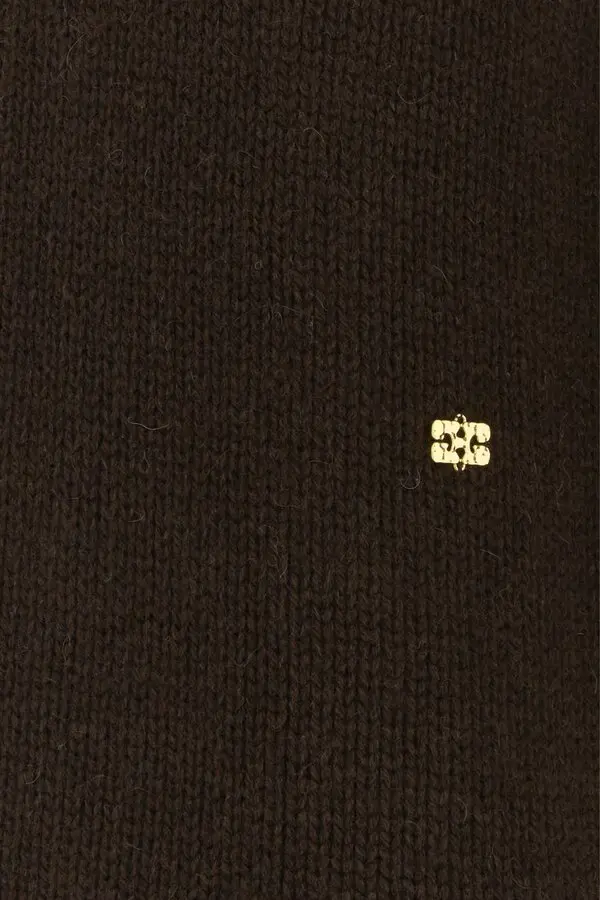 GANNI Wool And Yak High Collar Ribbed Sweater