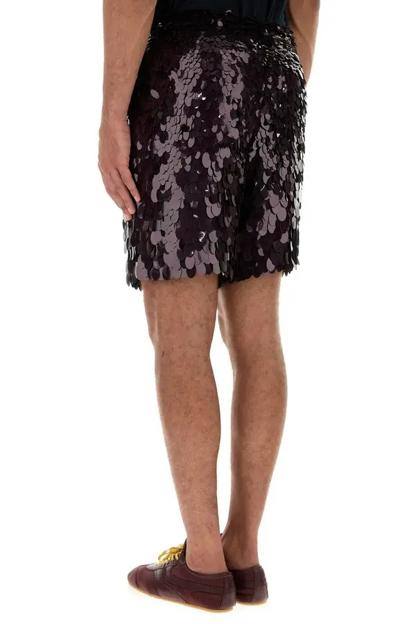 Dries Van Noten Embellished Sequined Bermuda Shorts