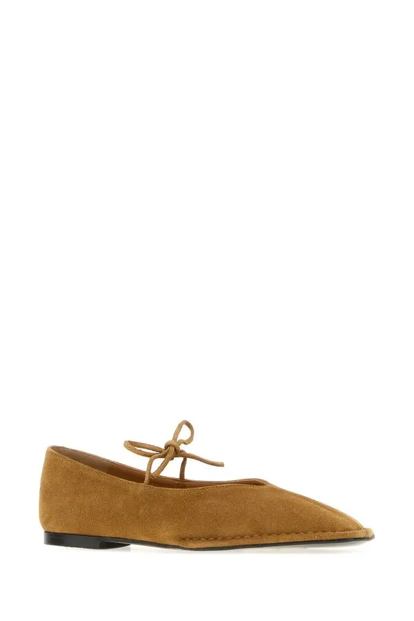 ALOHAS Camel Suede Ballerinas With Tie Fastening - Light Brown