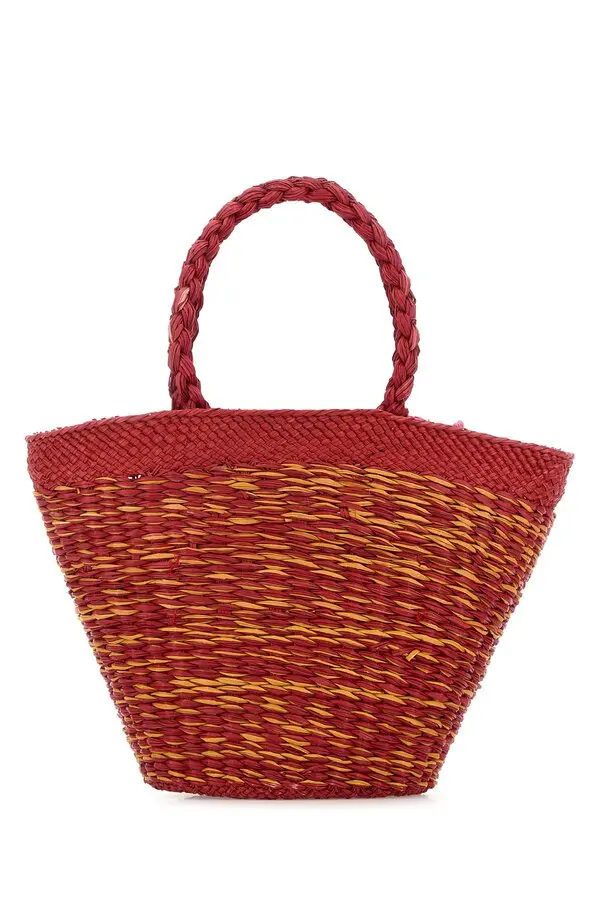 AMOR Y MEZCAL Raffia Bucket Bag With Floral Applique