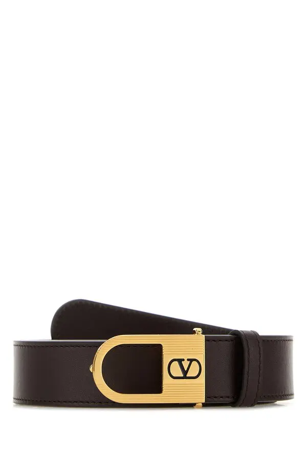 Valentino Garavani Vlogo Signature Leather Belt - Brown