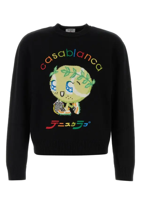 Casablanca Wool Sweater With Intarsia Crew Embroidery