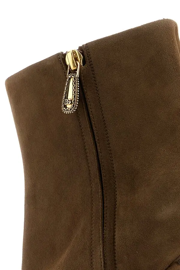 Dolce & Gabbana Suede Ankle Boots With Logo Detail