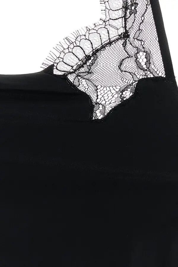 COURREGES Stretch Satin Top With Lace Insert
