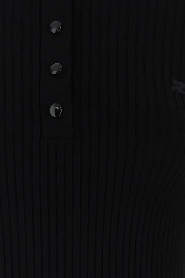 COURREGES Viscose Blend Long Sleeve Polo Shirt