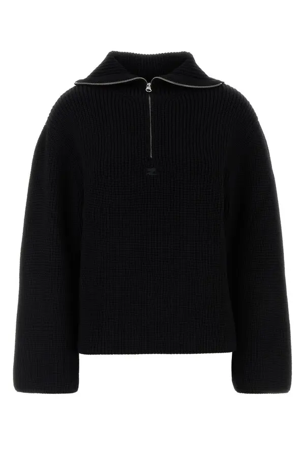 COURREGES Oversize Ribbed Merino Wool Sweater