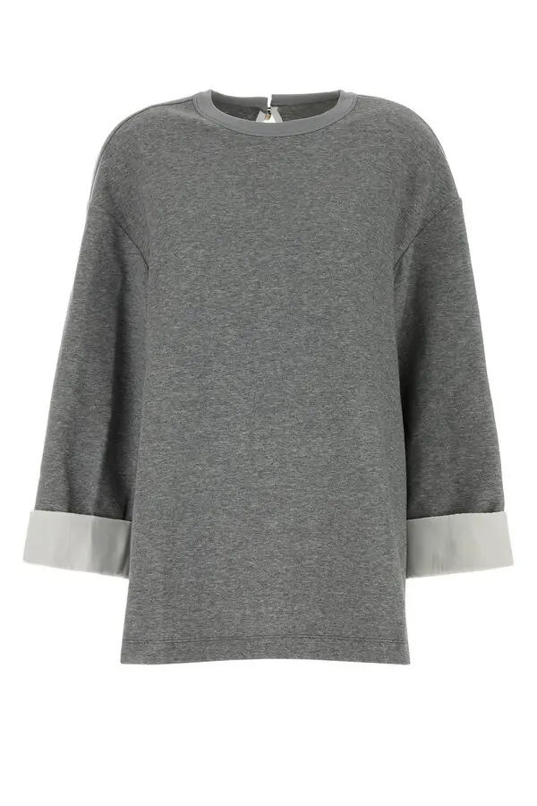 Carven Oversized Sweatshirt With Contrast Satin Cuffs