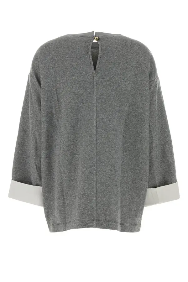 Carven Oversized Sweatshirt With Contrast Satin Cuffs