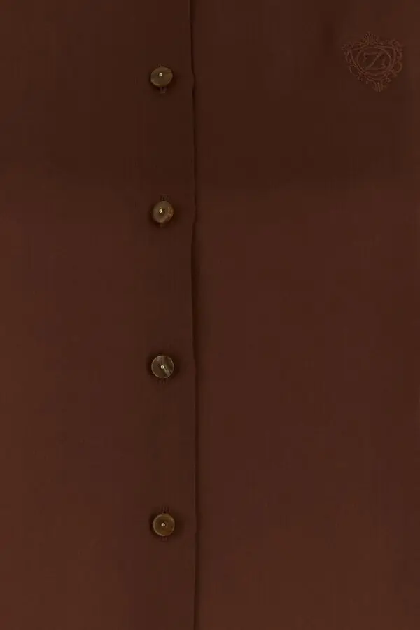 Zimmermann Chocolate Satin Embroidered Logo Shirt