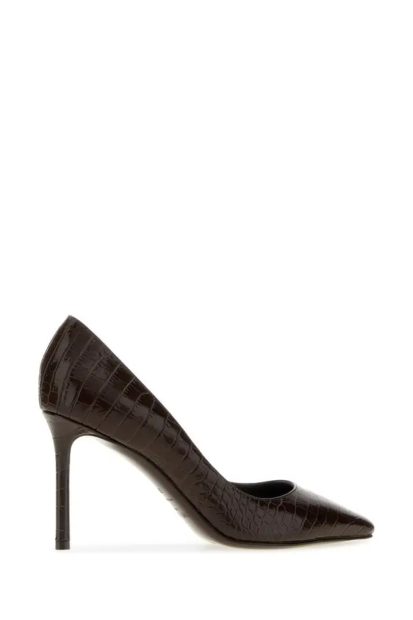 JIMMY CHOO Crocodile Embossed Leather Romy 85 Pumps - Brown