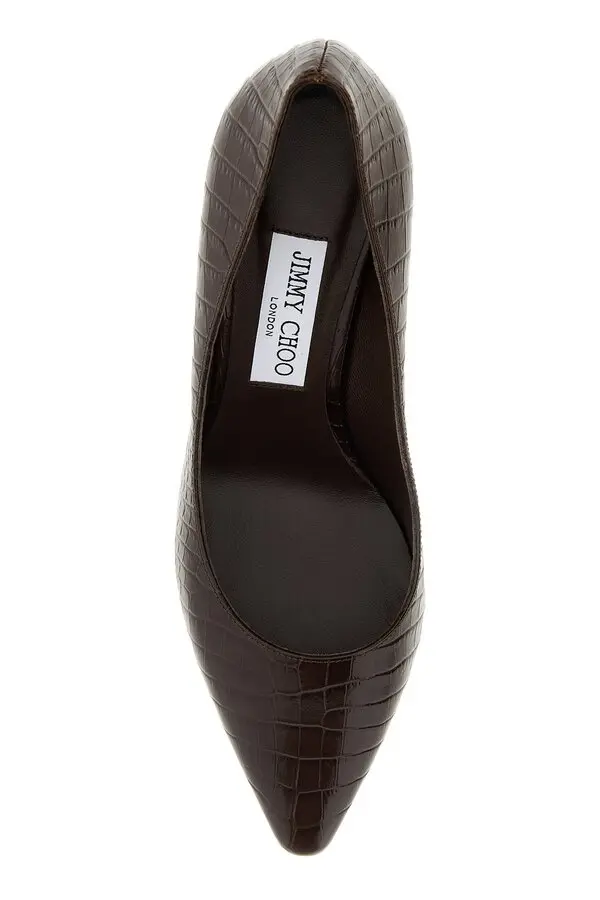 JIMMY CHOO Crocodile Embossed Leather Romy 85 Pumps - Brown