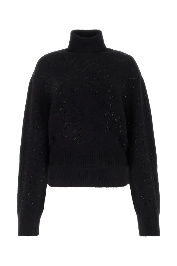 Blumarine Alpaca Blend Cropped Sweater With Jewel Embellishments