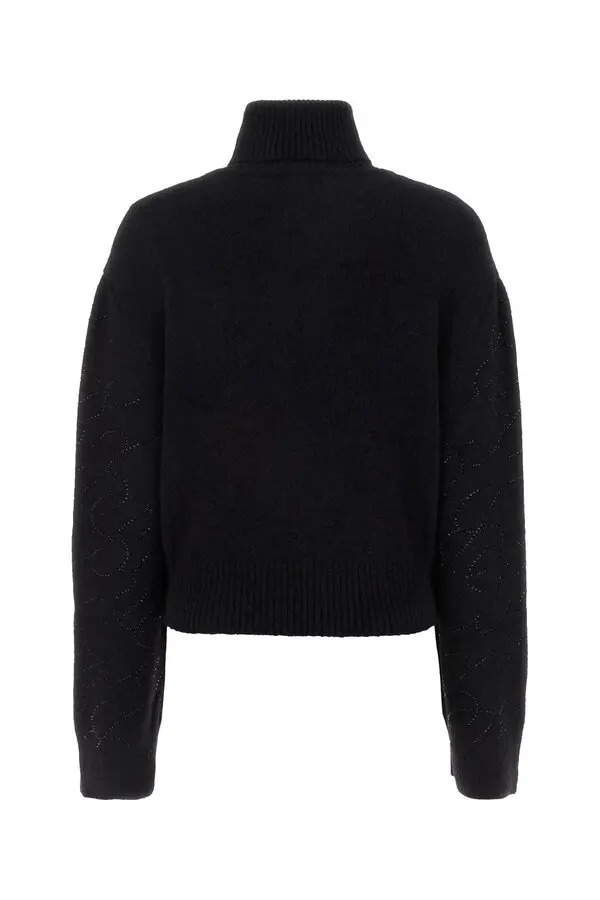 Blumarine Alpaca Blend Cropped Sweater With Jewel Embellishments