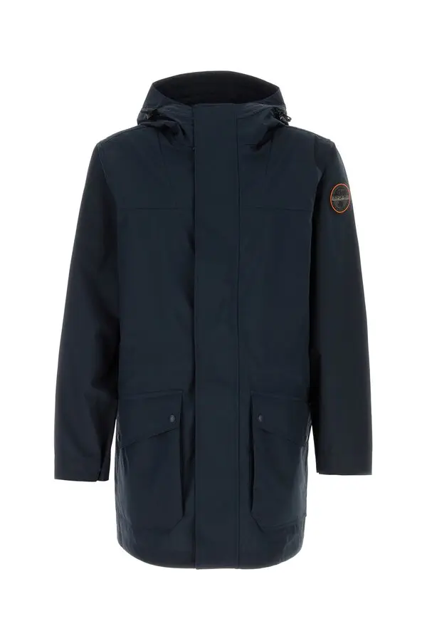 NAPAPIJRI Dark Polyester Windbreaker With Logo Patch