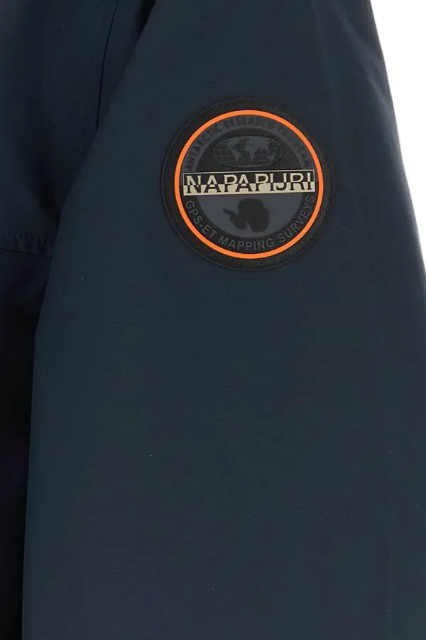 NAPAPIJRI Dark Polyester Windbreaker With Logo Patch