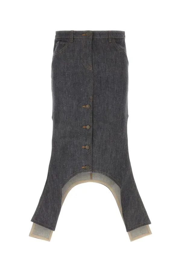 COURREGES Denim Skirt With Embroidered Logo