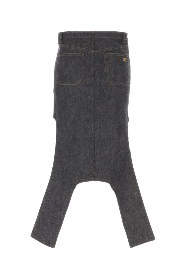 COURREGES Denim Skirt With Embroidered Logo