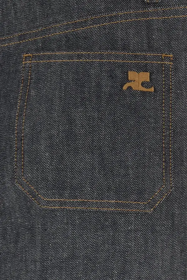 COURREGES Denim Skirt With Embroidered Logo