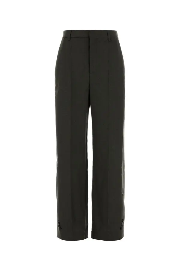 JEAN PAUL GAULTIER Wool Blend Tailored Trousers With Ironed Pleats - Grey
