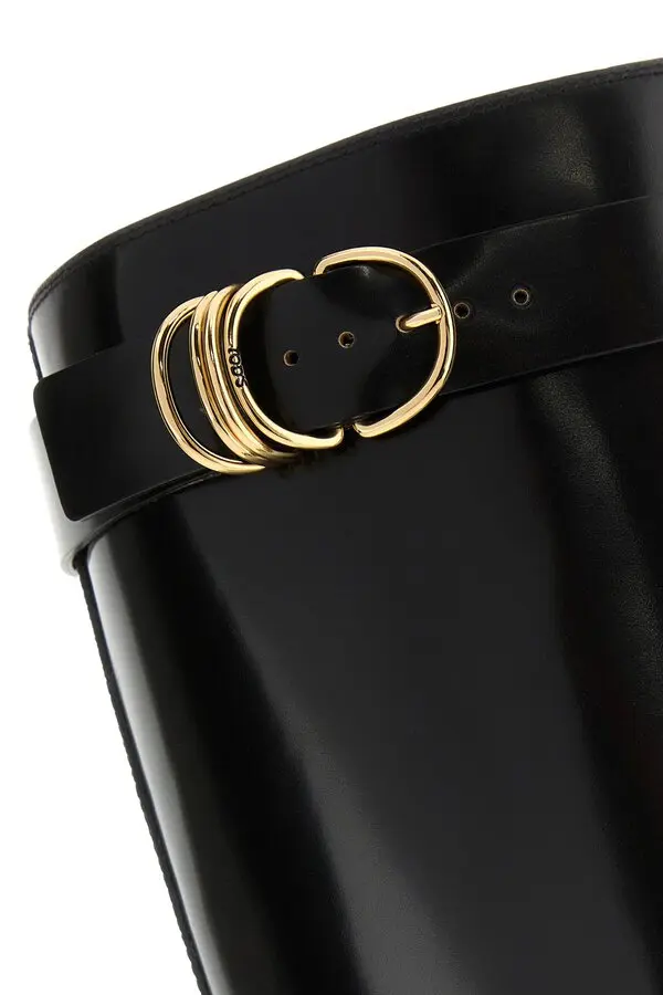 TOD'S Knee High Leather Boots With Logo Buckle Detail