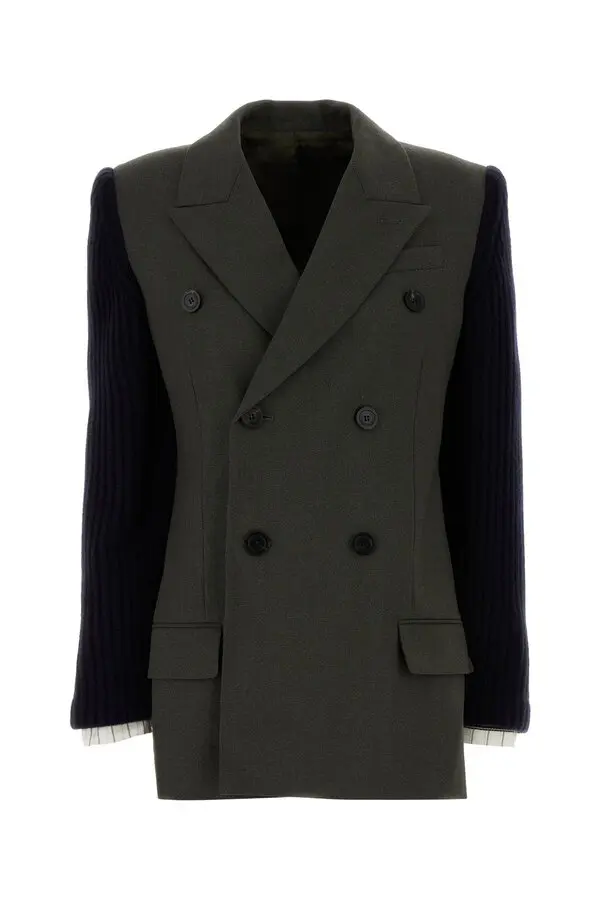 JEAN PAUL GAULTIER Wool Blend Blazer With Contrasting Knit Sleeves