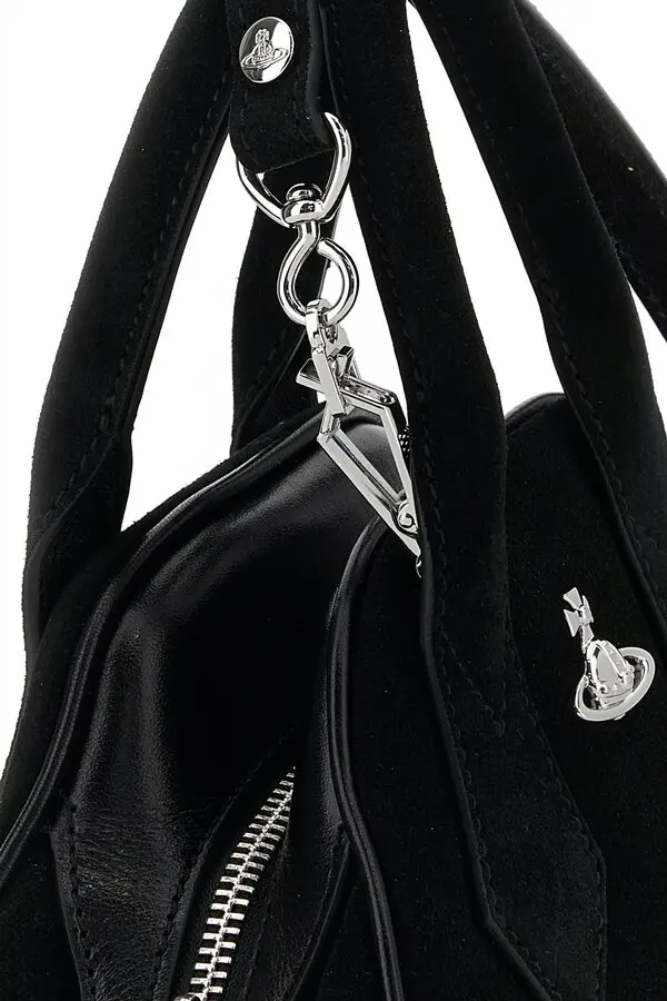 VIVIENNE WESTWOOD Suede Small Yasmine Handbag With Orb Detail - Black